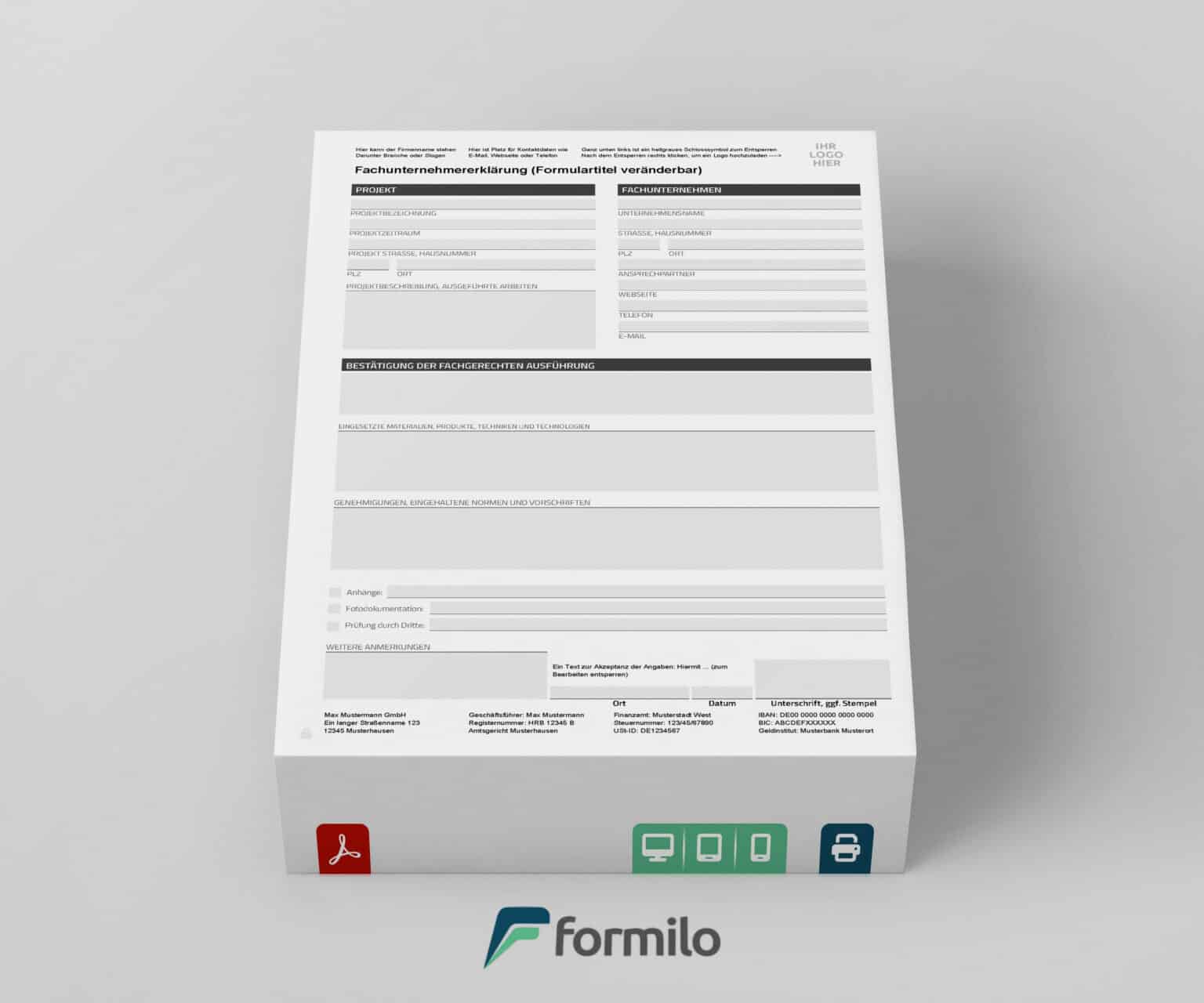 Individuelle Fachunternehmererklärung erstellen lassen