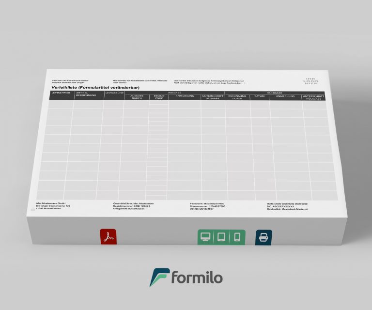 Verleihliste - Formilo